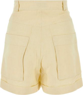 Le Kasha Womens Ivory Linen Ashraf Shorts Yellow Exterior