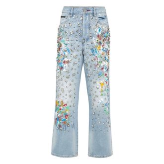 Philipp Plein Denim Hosen High Rise Fit Crystal - - Jeans - Damen - Blau - W27