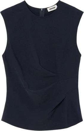 Zenggi Zenggi, Femme, Blouses et Chemises, Bleu, Taille: 44 FR Japanese Crepe Draped Top