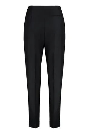 Alberta Ferretti Womens Wool And Silk Tapered Pants Black Virgin Trousers