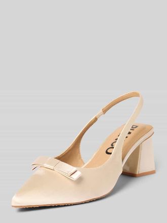 Bianco Slingback Pumps mit Schleife und Blockabsatz