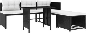 vidaXL Vidaxl - Salon de jardin 4 pcs R&eacute;sine tress&eacute;e Noir