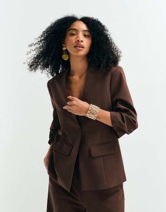 Asos ASOS ADAPTIVE blazer sans col chocolat-Marron