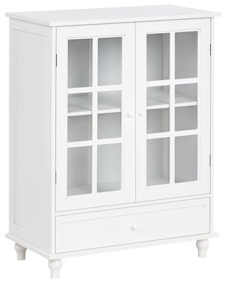 Beliani Vitrine mit 2 Glast&uuml;ren wei&szlig; mediterraner Stil MDF Wohnzimmerschrank Carlet