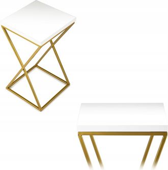 HowHomely Pflanzenst&auml;nder Metall 40 cm Hoch - Stabiler und Fester Blumenhocker mit Wei&szlig; MDF-Platte auf Gold St&auml;nder - Blumenst&auml;nder zur Dekoration Innenr&auml;umen