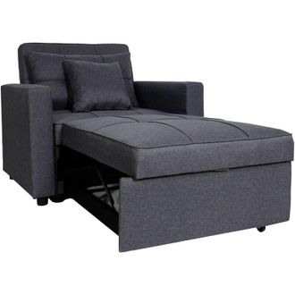 Hhg Schlafsessel HHG 095, Klappsessel Schlafsofa G&auml;stebett Relaxsessel, Liegefl&auml;che 197x103cm Stoff/Textil dunkelgrau
