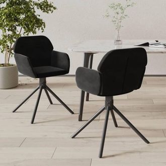 vidaXL Vidaxl - Chaises pivotantes &agrave; manger lot de 2 Noir Velours