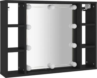 vidaXL Spiegelschrank mit led Schwarz 76x15x55 cm Vidaxl
