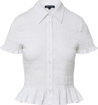 Veronica Beard Femme, Blouses et Chemises, Blanc, Taille: 38 FR Ellisandra Smocked Top