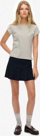 Superdry Mini-jupe pliss&eacute;e &agrave; fines rayures - Bleu marine