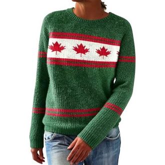 Generic Pull long pour femme, grande taille, pull en tricot torsadé pour femme, pull Fairisle, vêtements hippiques, col rond, baggy lounge, sweat-shirt léger,