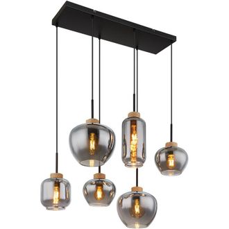 Globo Lighting suspension - Matt - noir - verre verre fum&eacute; - grande