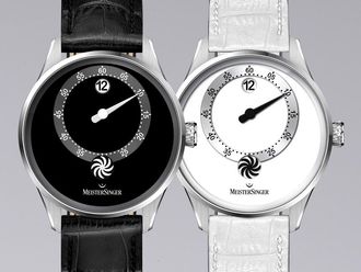 MeisterSinger Panthero Jumping Hour - Wei&szlig;, Automatikwerk, Rindsleder mit Krokopr&auml;gung, Wei&szlig; gl&auml;nzend Damenuhr PTJH901