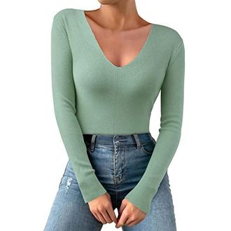Generic Haut Thermique Femme sous Pull Thermique Femme pour Tous Les Jours Pull Laine Col Rond Manches Longues Tricot C&ocirc;tel&eacute; Doux Chaud Et Tendance Automne Hi