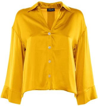 Nenette Femme, Blouses et Chemises, Jaune, Taille: 38 FR Viscose Satin Shirt