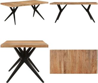 vidaXL Esstisch Schwarz 180x90x77 cm Massivholz Akazie - Industrieller Esstisch - Holz Esstisch - Esstisch Massiv - Akazienholzmöbel - Eßtisch Schwarz