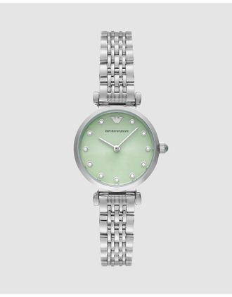 Emporio Armani AR11667 - Montre pour femme en acier inoxydable &agrave; 2 aiguilles - Argent&eacute;