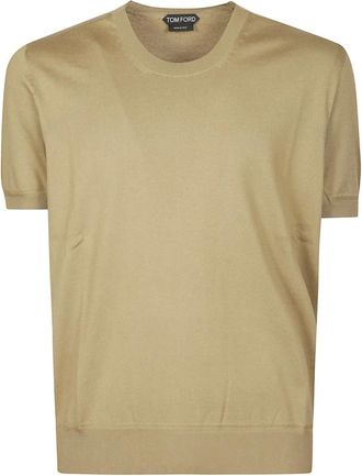 Tom Ford Homme, Pulls, Beige, Taille: L Pure Cotton Crew Neck