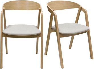 Miliboo Miliboo - Chaises scandinaves empilables en bois clair ch&ecirc;ne et tissu beige (lot de 2) lova