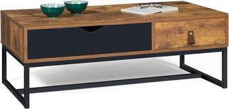 IDMarket Couchtisch, rechteckig, Chicago, 2 Schubladen, industrielles Design