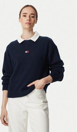 Tommy Jeans Pullover Fluffy Badge DW0DW23831 Dunkelblau Regular Fit