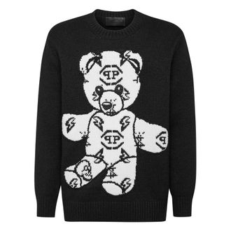 Philipp Plein Pullover Rundhals Teddy - - Knitwear - Herren - Schwarzk - XL