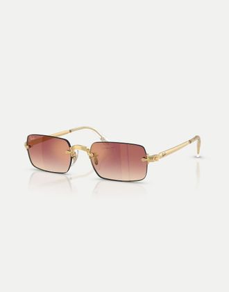 Ray-Ban Rb3928 by a$ap Rocky - Rechteckige Sonnenbrille in Arista-Gold mit lila verspiegelten Gl&auml;sern