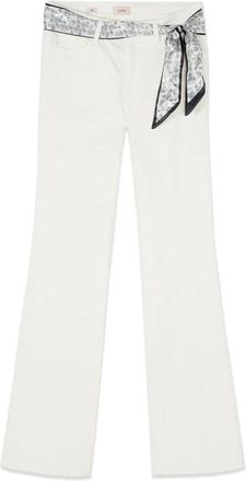 Oltre Femme, Jeans, Blanc, Taille: 50 FR Pantalon &Eacute;vas&eacute; avec Foulard