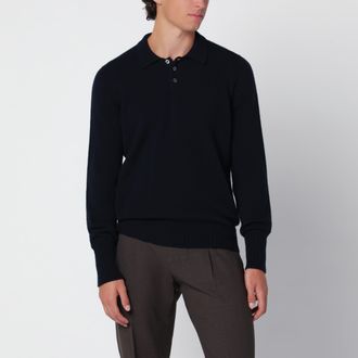 Drumohr Marineblaues Poloshirt aus Wolle