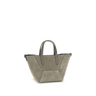 Brunello Cucinelli Womens Brown Calf Leather Bos Taurus Shoulder Bag