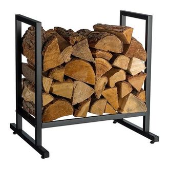 Relaxdays Kaminholzregal, Metall, modern, HBT: 62x60x49 cm, Brennholzregal Feuerholz, Stapelholz & Brennholz, schwarz