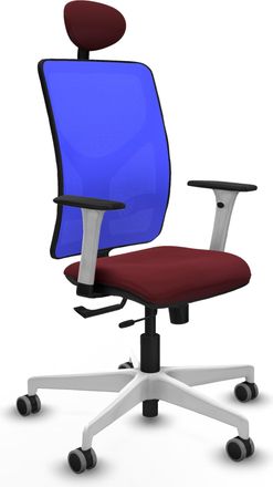 Piqueras y Crespo Schreibtischstuhl mit Rollen aus Parkett, mit wei&szlig;en und schwarzen Armlehnen, h&ouml;henverstellbare Lendenwirbelst&uuml;tze und festes Kopfteil, ausgestattet m