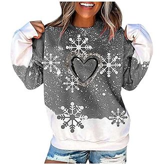 Generic Pull de Noël pour femme - Sweat-shirt de Noël pour femme - Grande taille - Chemisier - Pull - Vestes de sport - Chemisier à capuche - Hauts chauds - P