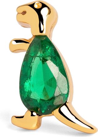 Singularu Einzelner Ohrring Dino T Rex Green. Sterlingsilber mit 18 kt Goldbeschichtung. Schmuck f&uuml;r Damen