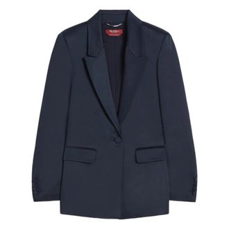 Max Mara Seidenoptik-Sakko mit Einreiher - - Jackets - Damen - Blau - 2XL