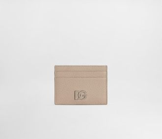 Dolce & Gabbana Kartenetui Aus Kalbsleder Mit Logo - Mann Geldb&ouml;rsen Und Kleinlederwaren Beige Onesize