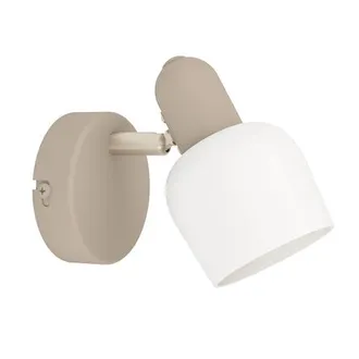 Eglo Applique murale int&eacute;rieure Corato, lampe de lecture avec spot orientable, luminaire pour salon et chambre, m&eacute;tal couleur sable et argent&eacute;, verre blanc