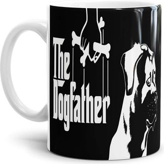 Tassendruck Hunde-Tasse The Dogfather Schwarz - Weiss/Geschenk-Idee/Witzig/Lustig/Pate/Beste Qualit&auml;t - 25 Jahre Erfahrung