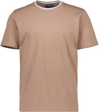 Olymp Herren T-Shirt braun Baumwolle-Leinen