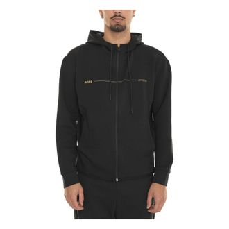 HUGO BOSS SweaT-shirt &agrave; capuche zipp&eacute; avec logo en relief - Homme - Sweatshirts et sweats &agrave; capuche - Noir - Taille: 3XL
