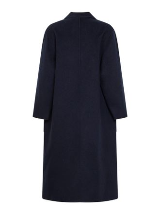 Max Mara Womens Blue Single-Breasted Long Coat Virgin Wool