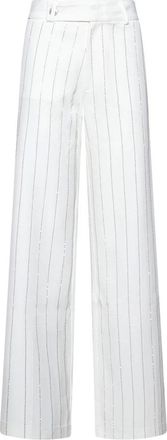John Richmond Femme, Pantalons, Blanc, Taille: 42 FR Pantalon Large &agrave; Rayures Verticales