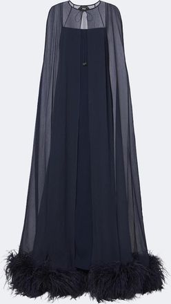 Taller Marmo Robe Grace aus Seide mit Federn