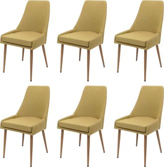 Mendler 6er-Set Esszimmerstuhl HWC-O27, K&uuml;chenstuhl Polsterstuhl Stuhl, Stoff/Textil (280g/m&sup2;) Metall - gr&uuml;n