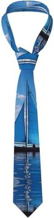 Generic Cravate en soie pour homme Motif voilier Bleu