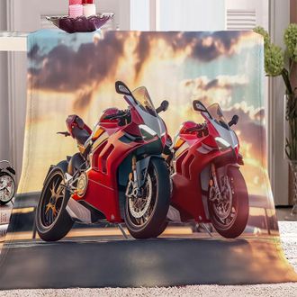 Generic Sport, Motorrad, Rot Kuscheldecke Mehrfarbig Flauschig Decke Fleecedecke, Sofa Überwurfdecke, Wohndecke Warm Weich Sherpa Wolldecke, Gemütlicher Überw
