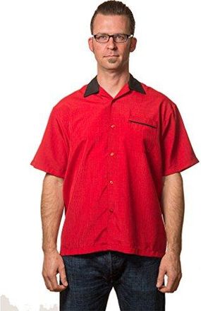 Steady Clothing Cru Bowling Chemise - Mad Atomic Men Rouge (XL)