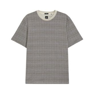 HUGO BOSS Mercerised Cotton T-shirt with Grid Pattern - - Tops - Herren - Grau - L