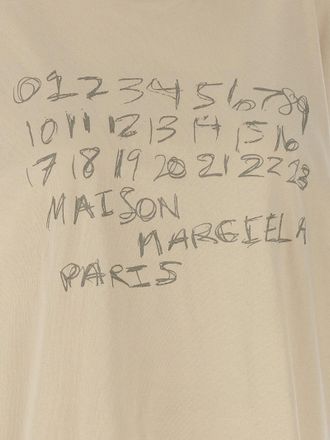 Maison Margiela Logo-Printed Cotton T-Shirt - Beige