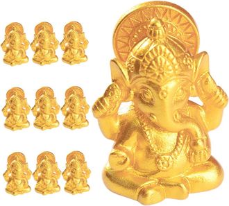 Pretyzoom Kleiner Goldfarbener Elefantengott Ganesh Statue Aus Langlebigem Material Hindu Tempeldekoration Und Meditationsraum Miniatur F&uuml;r Haus Und Altar Glatt